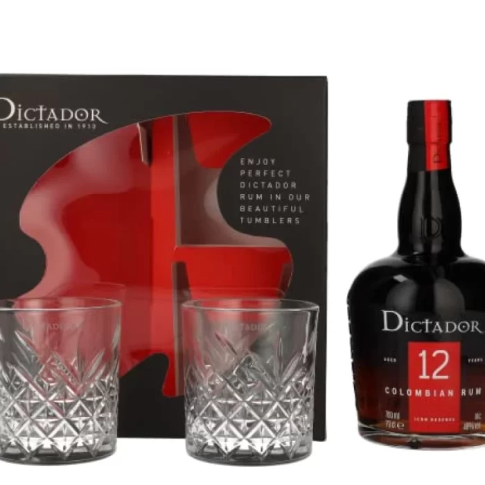 Dictador 12 Ans Rhum Ultra Premium - Coffret 2 Verres 700ml