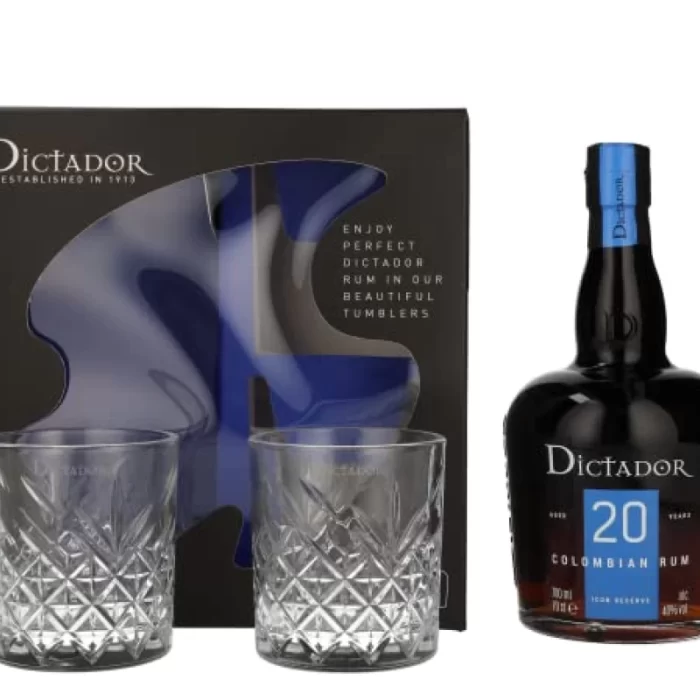 Dictador 20 ans Rhum Reserve - Coffret 2 Verres 700ml